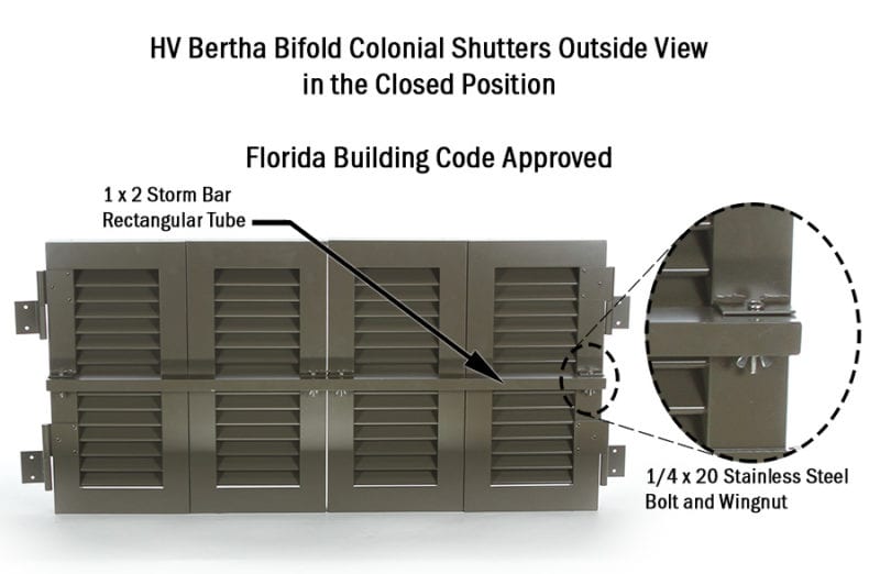 HV Bertha Bi-fold Colonial Shutter - Master Aluminum